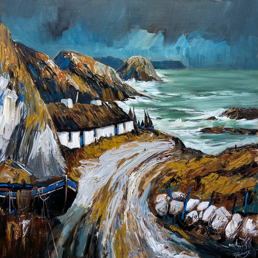 The Fisherman’s Cottage, Ballintoy, Co.Antrim by J P Rooney – Irish Art ...