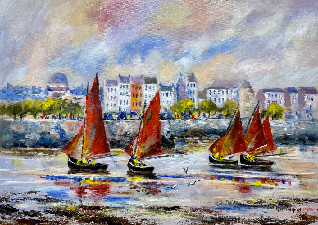 Hookers At The Claddagh, Co.Galway by Niall Campion – Irish Art Plus
