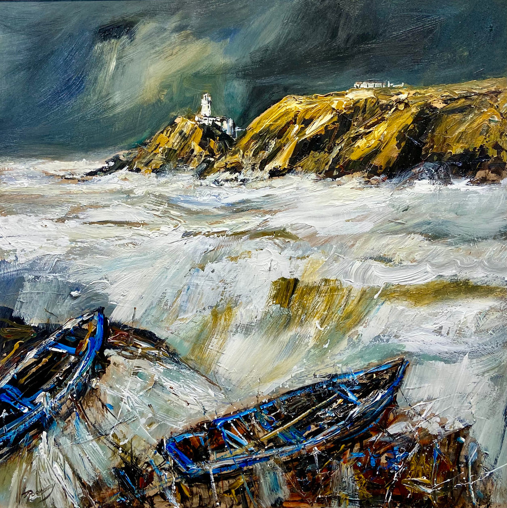 Storm At The Bailey, Howth Head by J P Rooney – Irish Art Plus