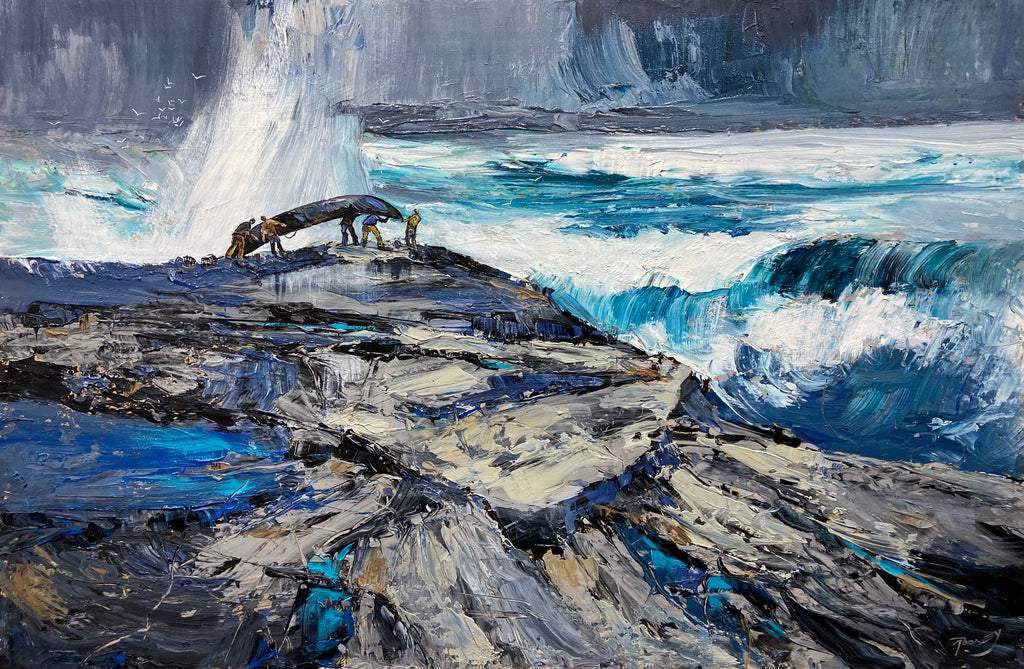Aran Island Curragh Men by J P Rooney – Irish Art Plus