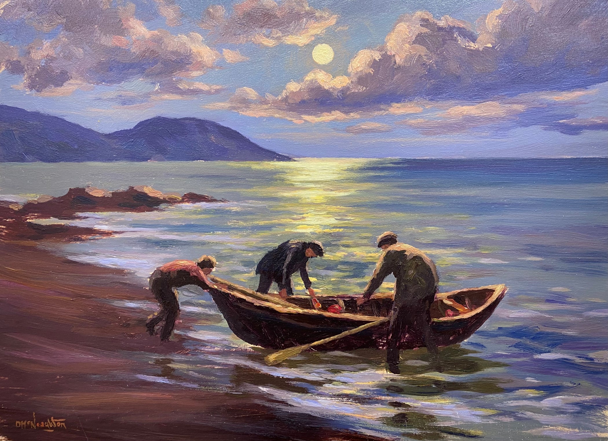 Launching The Curragh by Moonlight by Donal McNaughton – Irish Art Plus
